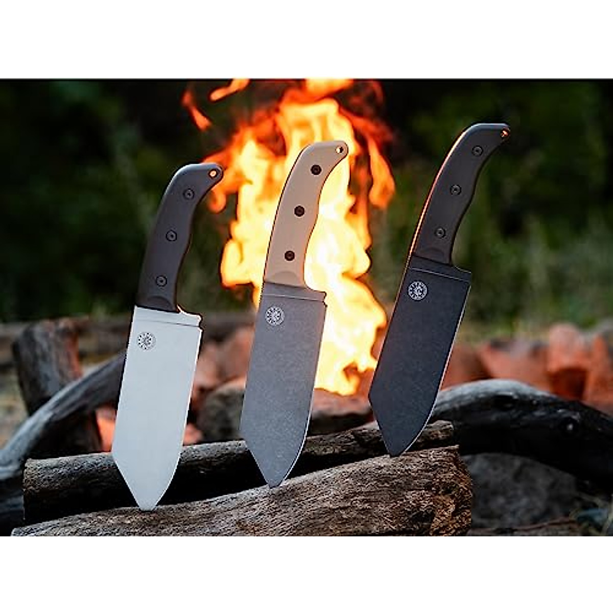 Off-Grid Knives - Grizzly V2 Camp Kitchen Chef Knife with Sandvik 14C28N Stainless Steel, Kydex Sheath and Belt Clip, G10 Scales, Lanyard Opening, Camping, BBQ & Home Kitchen Use (Coyote)