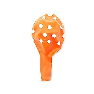 50-Pack 12-Inch Orange Latex Polka Dot Balloons for Birthday Party Decorations Supplies with 1 Gold 2.5x2.5x5-Inch Balloon Weight and 1 Roll of 10mm Wide White String