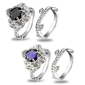 MILIMIEYIK Handmade Jewelry, Oval Cut Amethyst Topaz Silver Ladie's Ring Vintage White Diamond Engagement Wedding Band