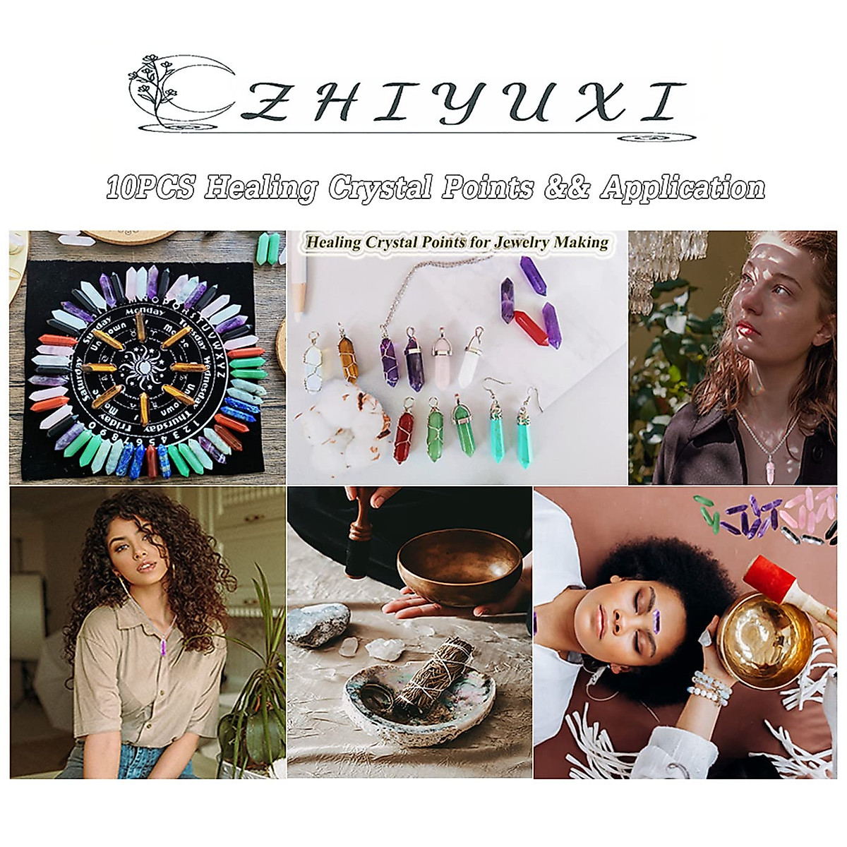 ZHIYUXI Amethyst Crystal Rock Amethyst Stone Healing Crystals and Stones Gemstone Tumbled Polished Energy Reiki Healing Stones Crystal Wand Meditation Decor Gifts 10 Pcs