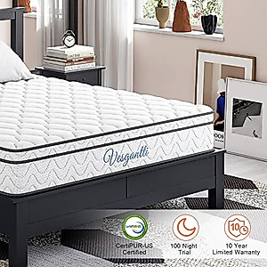 Vesgantti Queen Mattresses, 14 Inch Queen Size Hybrid Mattress in a Box, Ergonomic Design with Breathable Momory Foam and Pocket Spring/Medium Firm Feel