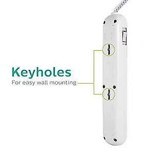 Philips 6 Outlet Power Strip Surge Protector, 6 Ft Power Cord, Designer Braided Extension Cord, Flat Plug, Perfect for Office or Home Décor, 1080 Joules, White, SPC3054WA/37