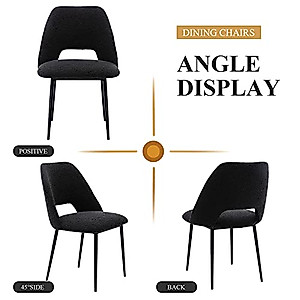 JIRAIN Modern Dining Chair Set of 2, Boucle Dining Chairs with Metal Legs, Round Back Upholstered Chairs for Kitchen Living Room