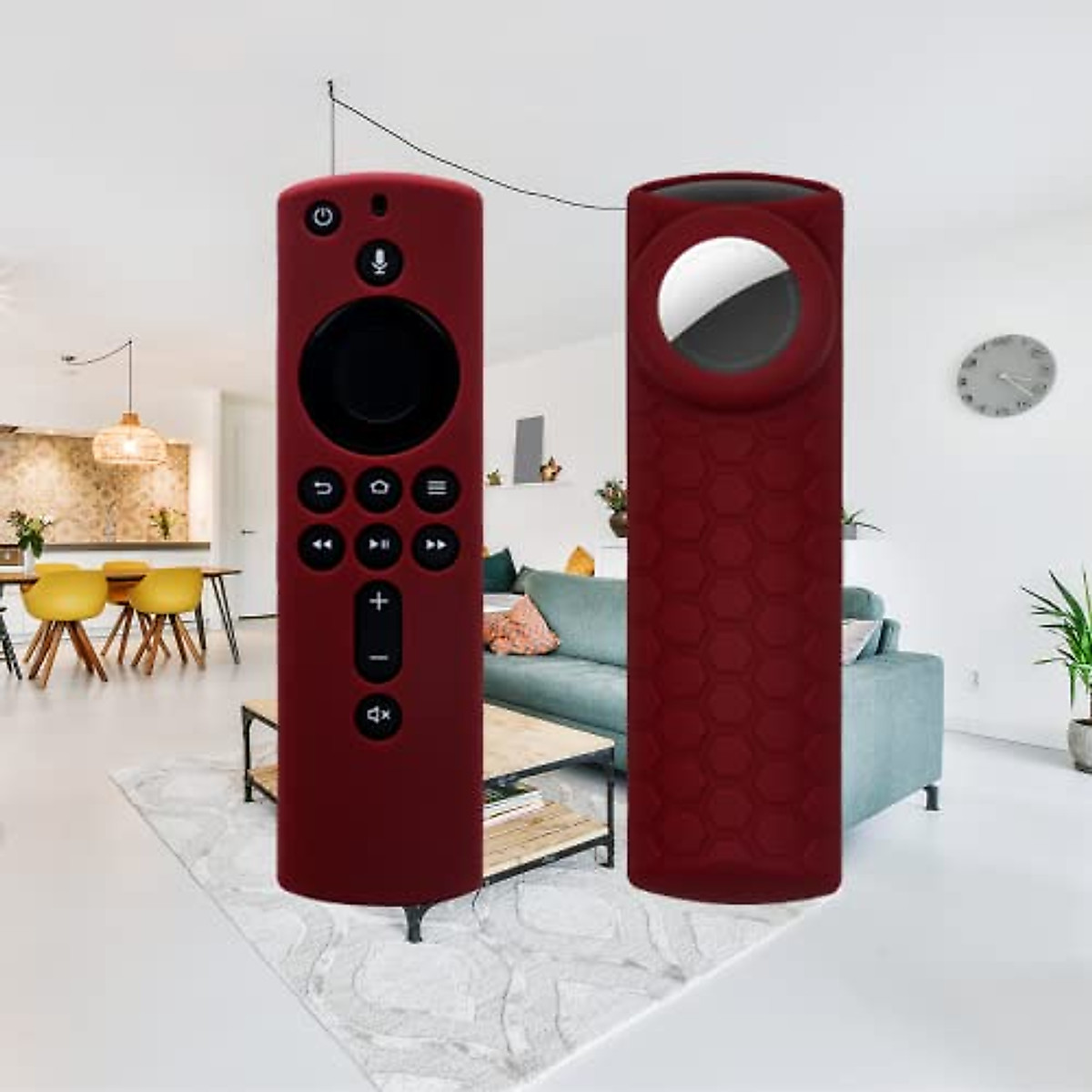 Case for Amazon Fire TV Remote with AirTag Holder | Fire TV Stick Remote Holder with Air Tag | Deluxe Silicone Fire TV Remote Protection | Amazon Remote Anti-Loss System (Red)