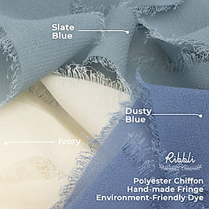 Ribbli Chiffon Ribbon 1-1/2 inch x 20 Yard Handmade Fringe Chiffon Ivory Silk Ribbon,Cream Ribbon for Wedding Invitations, Bridal Bouquets Wrapping, Flower Arrangement Decoration