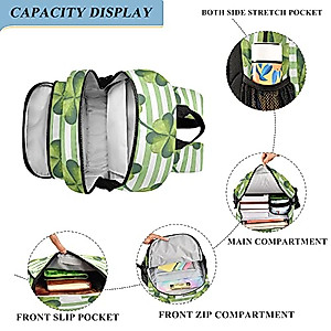 ALAZA Shamrock Pattern St Patrick's Day Backpack Bookbag Laptop Notebook Bag Casual Travel Trip Daypack for Women Men Fits 15.6 Laptop