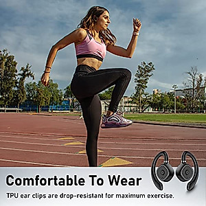Mosonnytee Bluetooth Headphones Open Ear Earbuds Workout Earbuds 8Hrs Playtime IPX5 Waterproof Clip on Wireless Earbuds for Running turly Open Ear Protect Safety 60Hrs Long Battery Life (White)