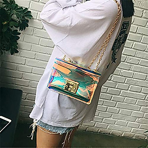 Iridescent Purse Holographic Bag Chain Crossbody Messenger Bag Evening Clutch for Women and Girls (Style B)