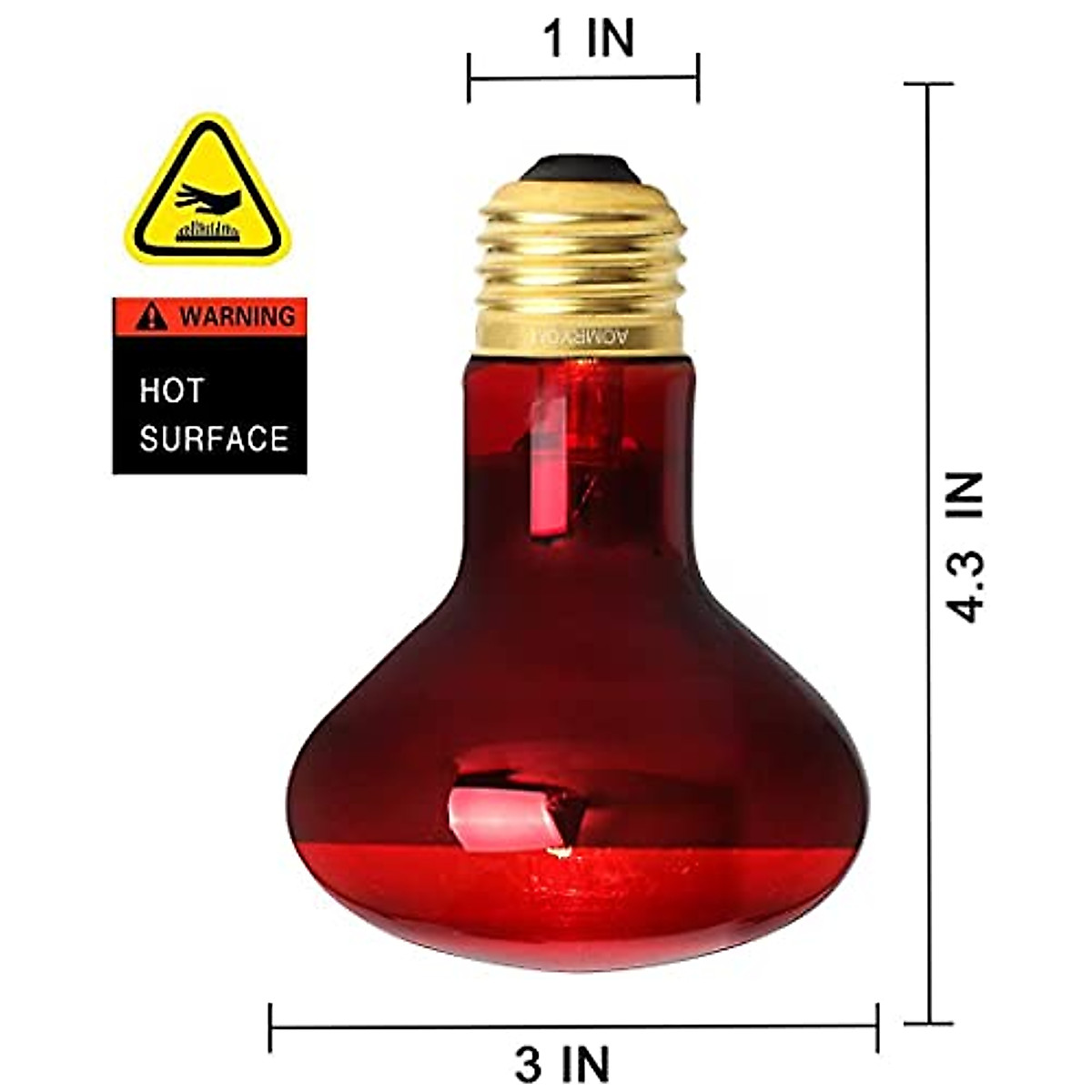 AOMRYOM 75W Infrared Basking Spot Heat Lamp Bulb Red Light Heat Bulbs for Pet Lizards Bearded Dragons Chameleons Snakes Reptiles & Amphibians - 2 Pack