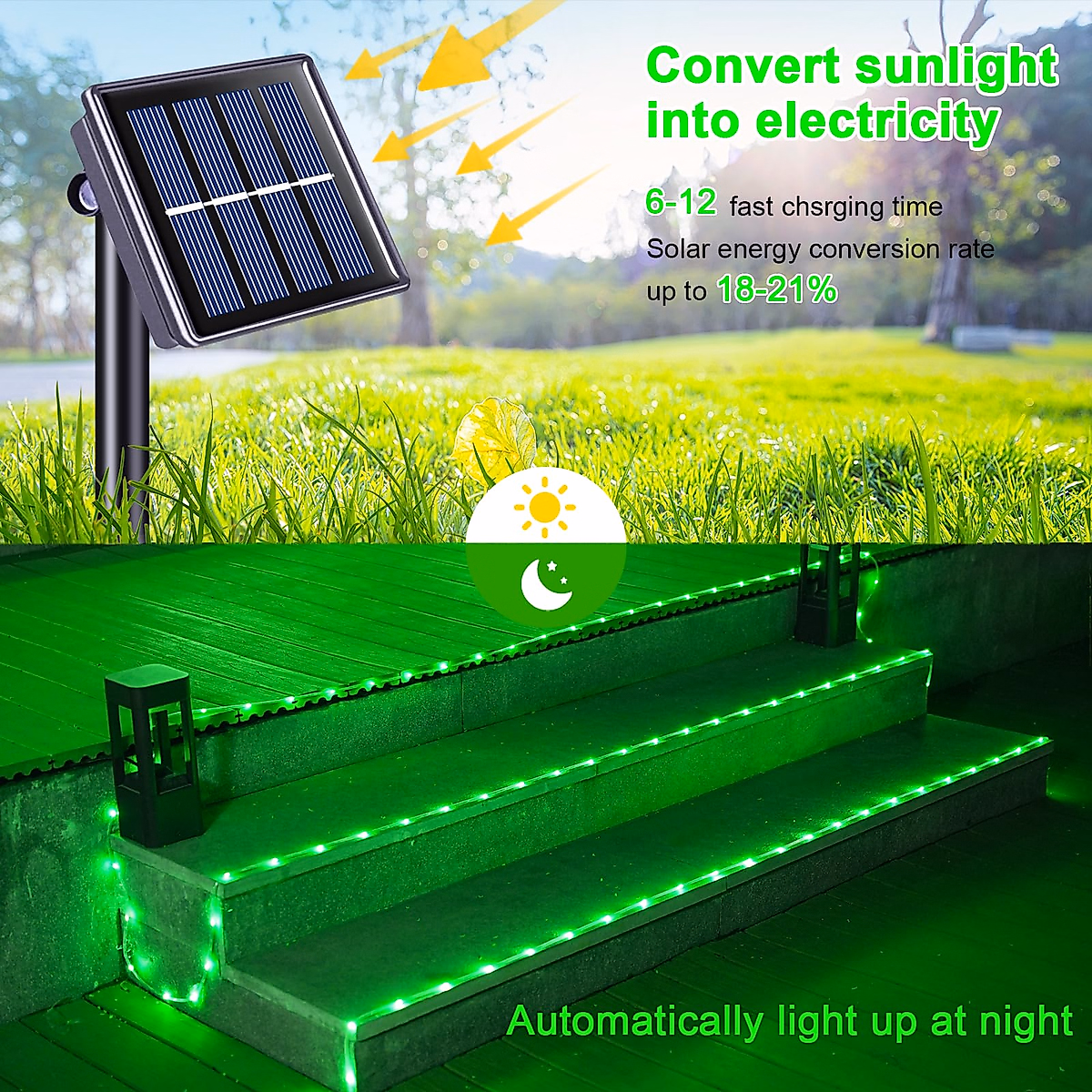 JMEXSUSS Green Halloween Solar Lights, 66 ft 200 LED Rope Lights Outdoor Waterproof, PVC Tube Green Christmas String Lights for Halloween Party Tree Fence Christmas