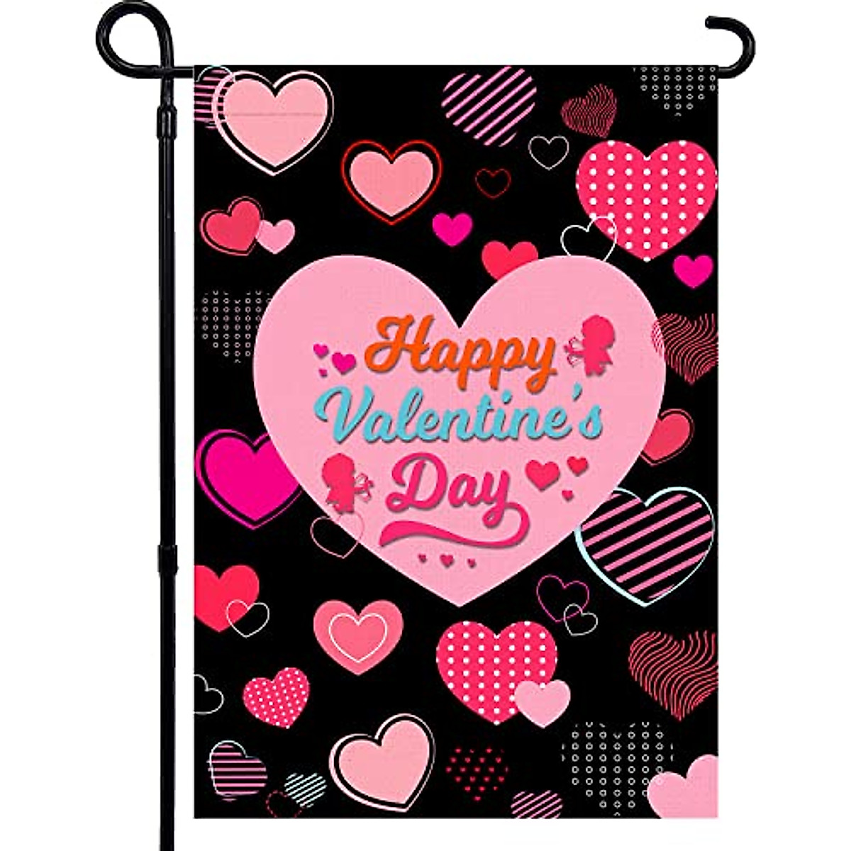 Valentines Day Garden Flag Outdoor Small Valentine Flag 12x18 Double Sided Burlap House Yard Valentines Flag for Outside Love Heart Valentines Day Decor Decorations