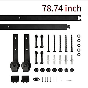 WOHLLEBEN 6.6 Feet Heavy Duty Sliding Barn Door Hardware Kit Easy to Install, Smoothly and Quietly, Sliding Doors Hardware Track Kit Suitable for Bedroom Kitchen (Classic, 78.74 inch)