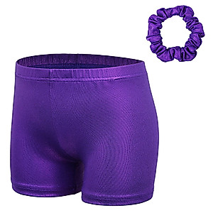 BAOHULU Leotards for Girls Gymnastics Embroidery Glitter Tumbling Shorts Bottoms KHB179_BlackPurple_14A