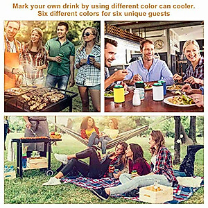 Insulated Beer Can Cover Sleeve Cooler,Neoprene with Stitched Fabric Edges (All Color 6-Pack)