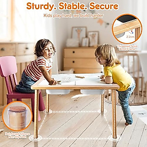 TERRAMUS Kid's Table, Toddler Sensory Table, Play Sand & Water Table with 3 Toy Storage Bins, Wooden Children's Desk for Art, Study, Drawing,Dinning, Activity Table Indoor Outdoor,Gifts for Boys Girls