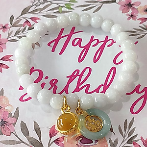 Heavens Tvcz Jade Bracelet Women Good Luck Bracelet Gem Jadeite Real for Women Energy Charms with Jade Pendant Coin Lucky Yellow Naga Eye Powerful Thai Prosperity Trade 7.50mm.