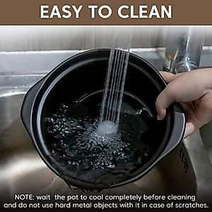 Ceramic Pots Ceramic Soup Pot with Lid Ceramic Cookware Stock Pot Rice Pot Clay Pot for Cooking (Black, 1.9 Quart)