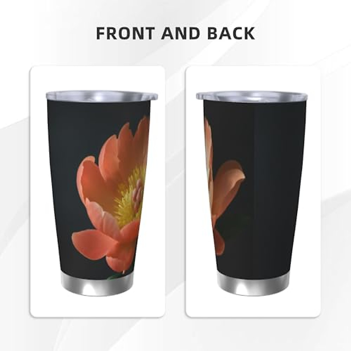 jshmgchw 3d Peony 20oz Tumbler, Car Cup With Lid And Straw, Spill-Proof, Stainless Steel Double Wall Vacuum Insulated Reusable Coffee Travel Mug, For Cold Drinks, Hot Beverage