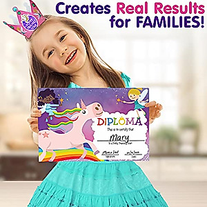 Potty Training Chart for Toddlers Girls, Unicorn Design - Sticker Chart, 4 Week Reward Chart - 213 Cute Stickers, Certificate, Instruction Booklet & Motivational Cards - Bonus Celebratory Crown