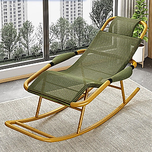 Rattan Chairs Rocking Chair Outdoor Rocker Oversized Rocker, Padded Cushion Comfy Patio Chairs Camping Chairs With Steel Frame For Patio, Backyard, Balcony, Porch, 150KG Weight Capacity ( Color : I )