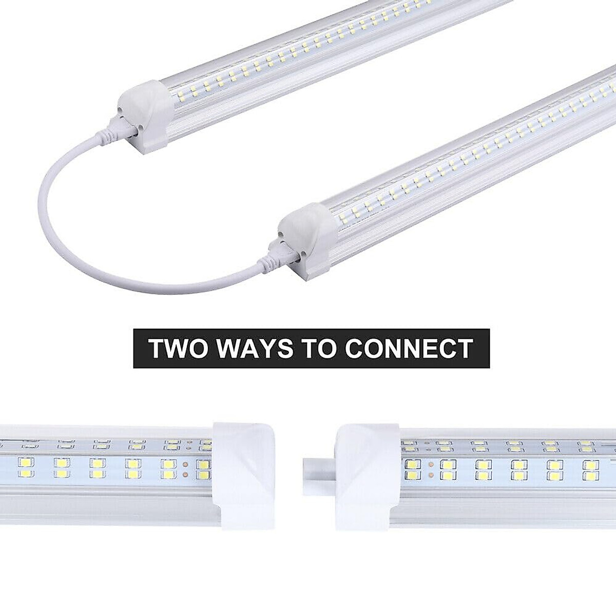 FTUBET T8 LED Light Tube, 4FT 60W, 6500Lm, 6500K Cool White Clear Cover, 4FT Tube Light,Linkable Integrated Fixture,T8 LED Shop Light for Garage,Warehouse,25PCS