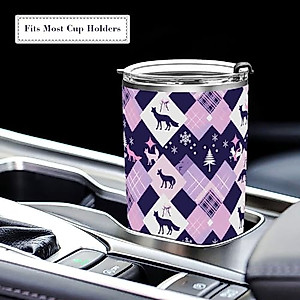 Purple Foxes Peach Stainless Steel coffee cup with Lid and Straw coffee mug fits in car for hot and cold drinks reusable coffee tumbler 20 OZ