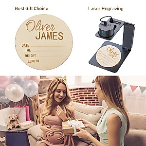 Newborn Announcement Sign Wooden for Baby Name and Birth Details for Hospital Custom Photo Baby Announcement Sign Fingerprint Footprints can be Left on The Back （4-6inch）