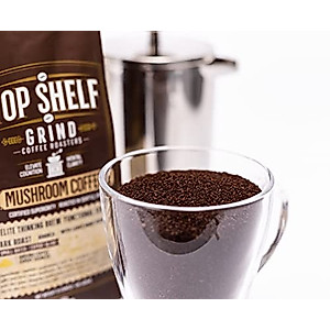 Mushroom Coffee – Ground Dark Roast Organic Lions Mane Coffee for Super Human Focus, Memory & Concentration – High Caffeine Arabica Brain Booster – Strong Nootropic Energy for Peak Performance