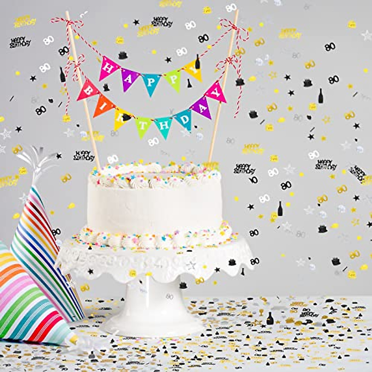 3000 Pieces Table Confetti Happy Birthday Confetti Table Confetti Birthday Cake Confetti Foil Metallic Sequins Confetti for Table Cake Party Decoration Anniversary DIY Craft Supplies (80th)