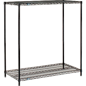 Nexel Black Epoxy, 2 Tier, Wire Shelving Starter Unit, 36"W x 24"D x 34"H