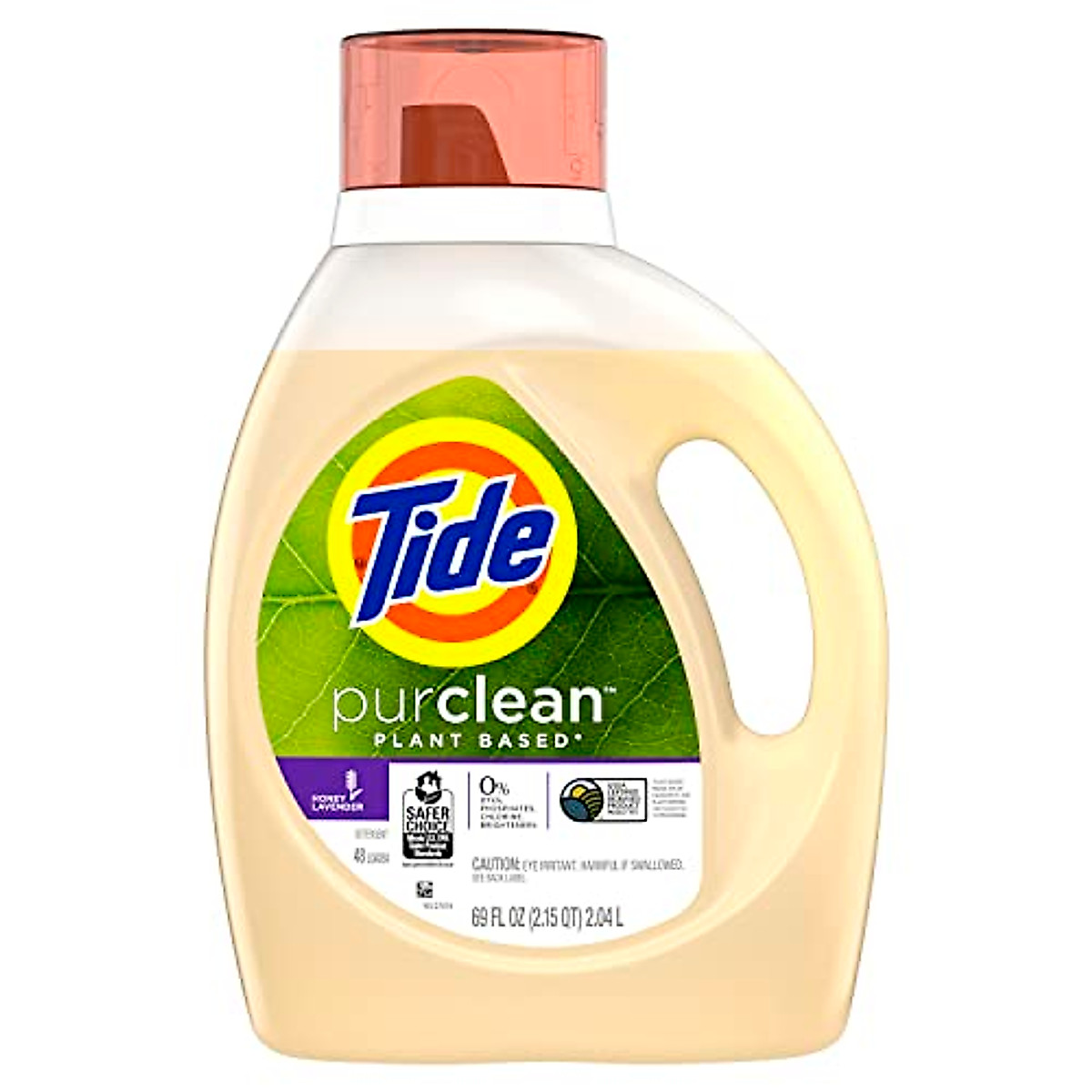 Tide purclean Liquid Laundry Detergent, Honey Lavender Scent, 69 fl oz, 48 loads, 75% plant-based
