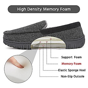 Bigwow Moccasin Slippers for Men Memory Foam House Shoes Indoor Outdoor Comfort Mens Moccasin Slippers Size 11 Grey