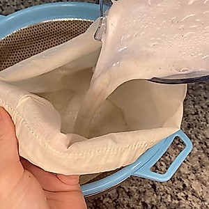 2 Pack Nut Milk Bag - Extra Large 14” X 14” 100% Unbleached Organic Cotton Cheesecloth Bags for Straining Cheese | Tea | Yogurt | Juice | Wine | Soup | Herbs, All Purpose Food Strainer w/Drawstring