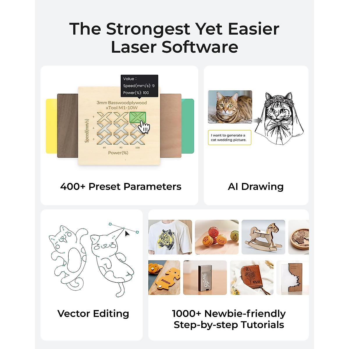 xTool S1 40W Laser Engraver and Cutter Machine with Air Assist & Honeycomb, 23.93" x 15.16" Bed Size, Beginner-Friendly, Laser Engravering Machine for Wood and Metal, Acrylic, etc. - Basic Bundle