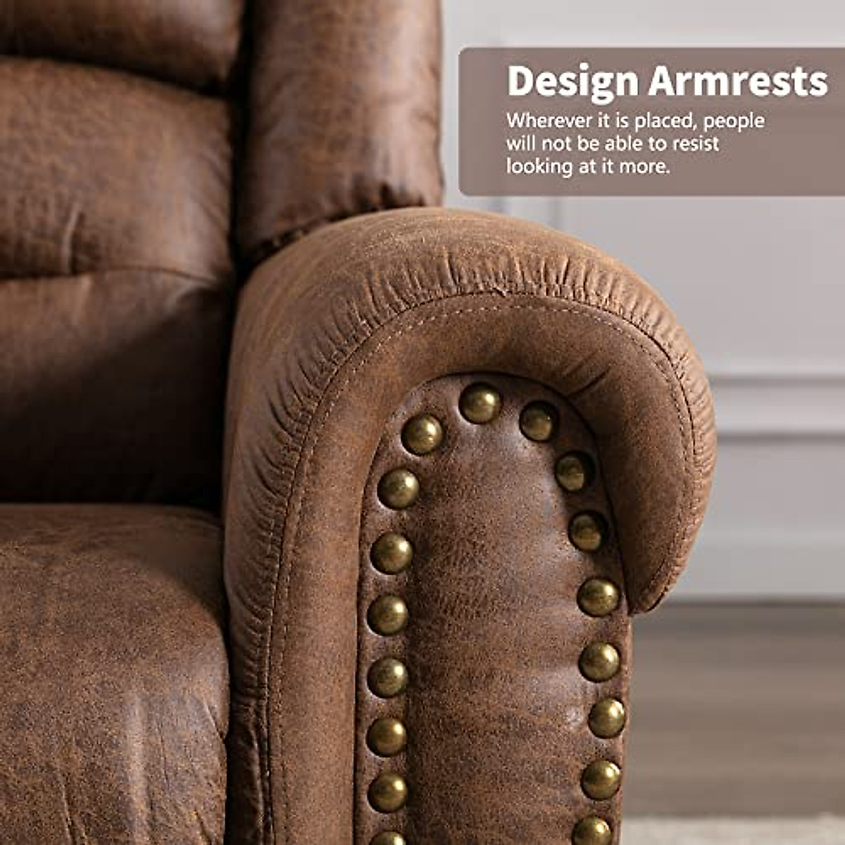 ANJ Large Power Lift Recliner Chairs with Massage and Heat Breathable Faux Leather Electric Lift Chairs for Elderly, Heavy Duty Big Man Recliners Power Reclining Chair with USB Port (Nut Brown)