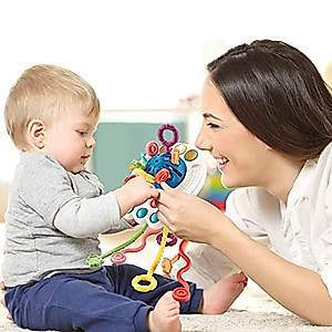Montessori Pull String Toys for Babies 0-6 6-12 Months Baby Sensory Toys Balls Toddler Travel Infant Toys 9 10 12-18 Month Teethers Developmental Fine Motor Skills Toys for 1 2 Year Old Birthday Gift