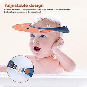 Denpetec Baby Shower Cap,Adjustable Bath Silicone Shower Cap for Kids,Large Hair Washing Hat for Toddlers
