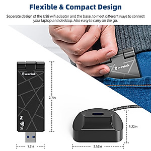 WAVLINK AX1800 WiFi 6 USB Adapter for PC, Dual Band Wireless USB Network Adapter for Desktop Laptop, 5GHz & 2.4GHz, MU-MIMO, 802.11ax, Supports Windows 11/10/7