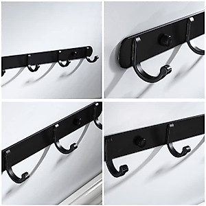 14 Inch Black Matte Bathroom Towel Hooks Mount Stainless Steel Heavy Duty Shower Wall Coat Rack Hooks Decorative Bath Hooks for Hangin,Hats Hook Kitchen Towel Wall Hook Rack for Hanging-5 Hooks
