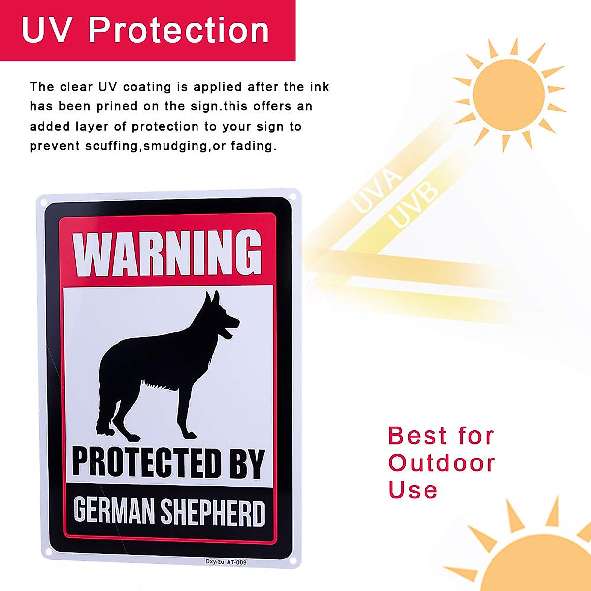 Beware of Dog Sign Will Bite,Beware of German Shepherd Dog Sign 14x10 inch Rust Free Aluminum, UV Printed, Easy to Mount Weather Resistant Long Lasting Ink for Fence…