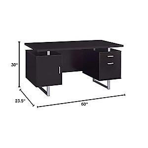 Coaster Furniture Lawtey Modern Contemporary 2 Drawer Home Office Writing Desk Storage File Cabinet Silver Metal Frame Cappuccino Brown 801521