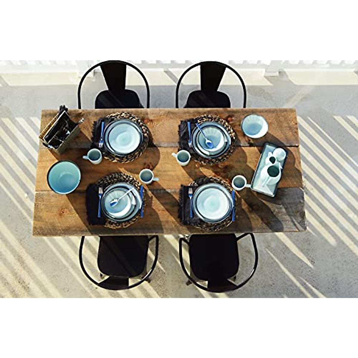 Euro Ceramica Diana 9" Serving Bowl, 8.94 x 8.66 x 4.72, Mint Green/Graphic Grey