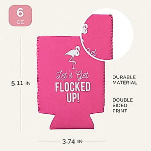 Let's Get Flocked UP!, Set of 12 Pink and White Can Coolers Cups, Flamingo Can Coolers Perfect Flamingo Party Supplies, Final Flamingle Bachelorette Party, and Bridal Showers
