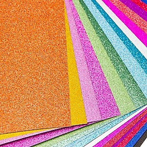 Glitter Cardstock Paper 30 Sheets A4 Sparkle Shinny Paper for Summer Crafts 4th of July Independence Day Gift Wraps Party Decorations 15 Colors 250GSM