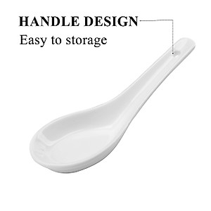 Yopay 24 Pack Soup Spoon Ceramic Asian Ramen Spoons, 5 Inch White Porcelain Spoons for Appetizer Wonton Dumpling Miso, White