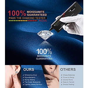 2-6CT Moissanite Hoop Earrings for Women, 6P D Color Ideal Cut 925 Sterling Silver Simulated Diamond Dangle Earrings with Certificate of Authenticity (4CT)