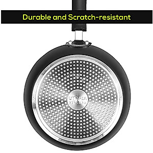 Utopia Kitchen Nonstick Frying Pan Set - 3 Piece Induction Bottom - 8 Inches, 9.5 Inches and 11 Inches (Grey-Black)