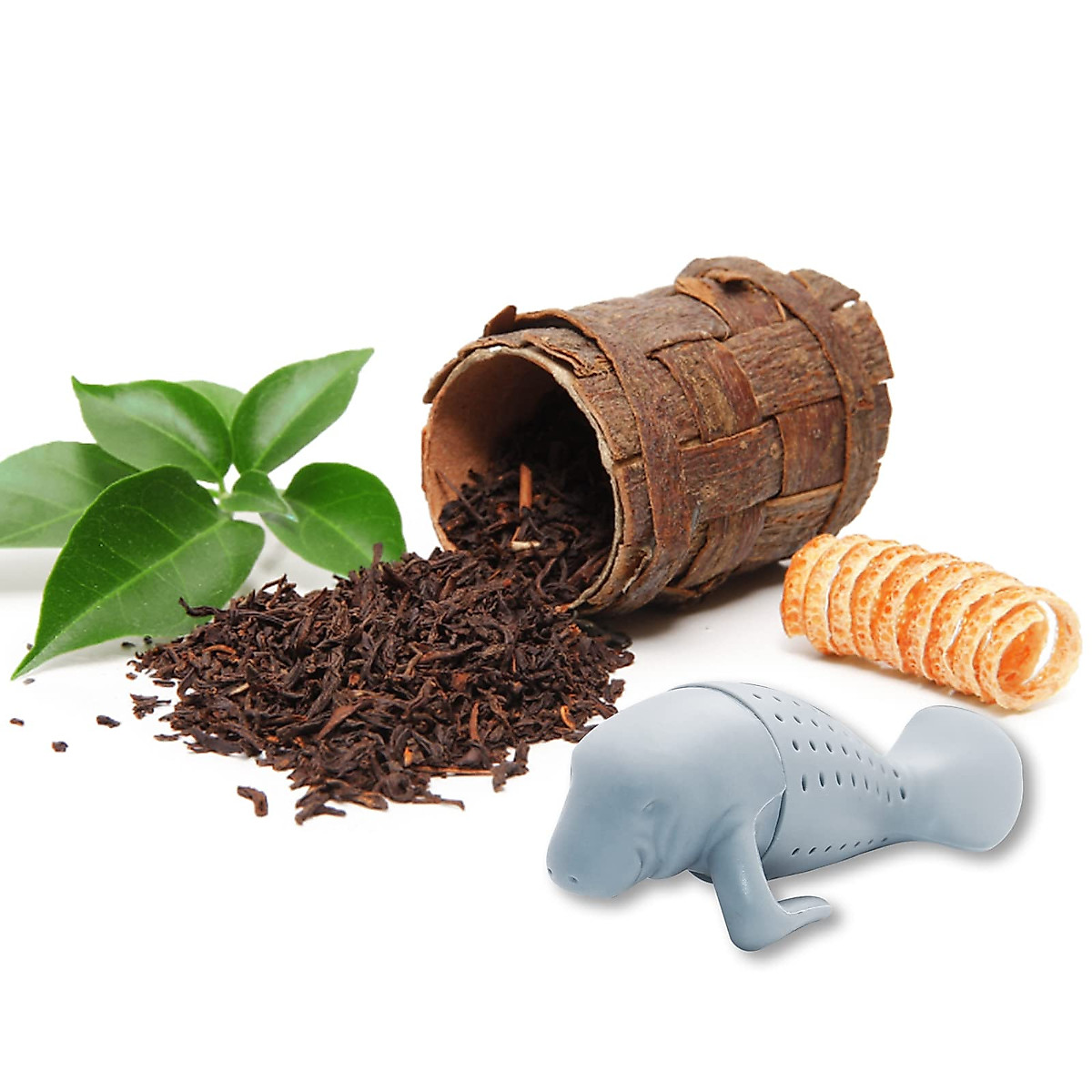 Manatee Tea Strainer, Silicone Tea Infuser, Cute Loose Leaf Tea Steeper Set for a Mug or a Cup, Gift for Tea Lovers, 1 Loose Leaf Tea Strainer