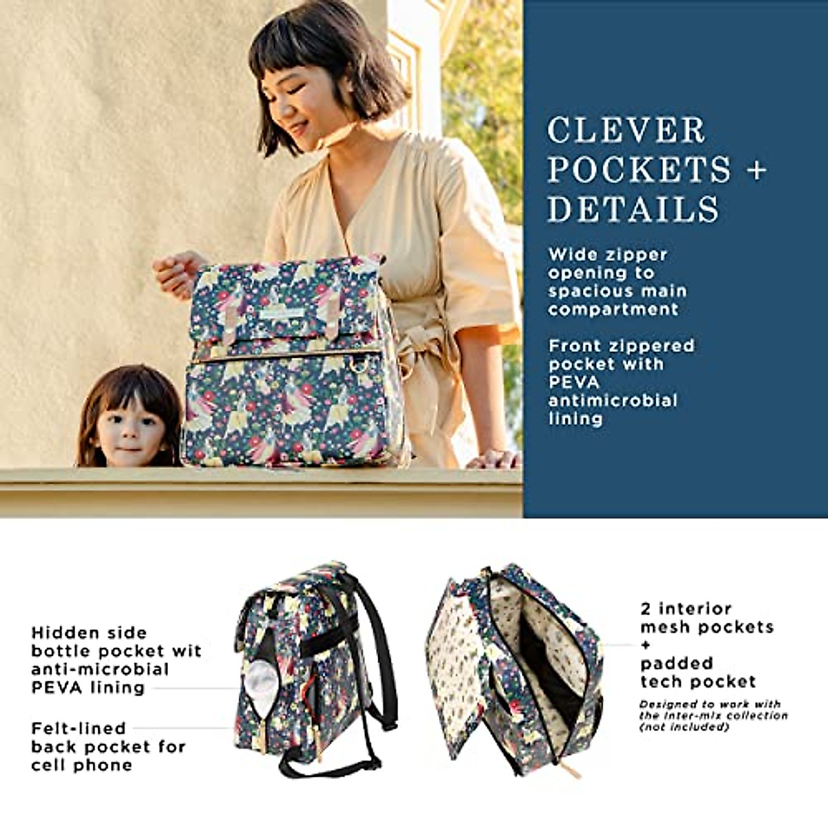 Petunia Pickle Bottom Meta Backpack, Disney Snow White's Enchanted Forest, Unisex Laptop Backpack, Compact yet Spacious, with Padded Straps and Accessory Pockets