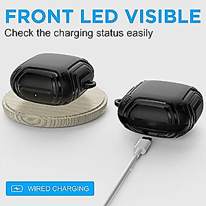 JIML Compatible with Beats Fit Pro Case TPU Military Shell Protective Cover Skin Shock-Absorbing with Keychain and Lanyard for Beats Fit Pro 2021 (Black)